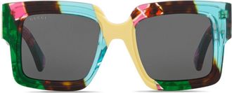 Gucci Eckige Sonnenbrille - Gr&uuml;n