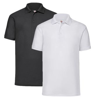 Fruit Of The Loom 2er Pique Poloshirt Herren Polo M L XL XXL 3XL 4XL 5XL HLKauf-Block (5XL, Schwarz/Weiss & 1x HLKauf-Block)