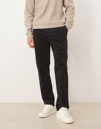 Mango Pantalon en velours côtelé coupe slim - Noir