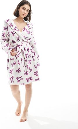 Urban Threads Bademantel aus Fleece mit Schleifenmuster-Bunt