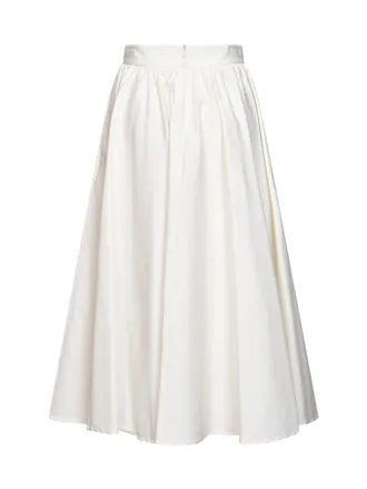 Blanca Vita Womens Midi Skirt Golia White Stretch Poplin Cotton