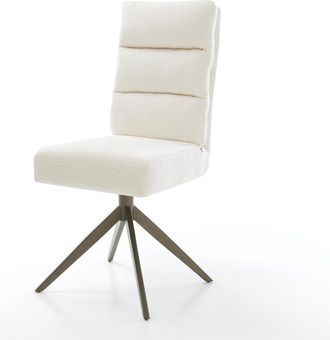 DELIFE Drehstuhl Pela-Flex Boucl&eacute; Soft Beige Kreuzgestell breit Effektfinish Titan 360&deg; drehbar Wippfunktion Taschenfederkern, Esszimmerst&uuml;hle