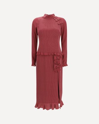 Alessandra Rich Silk polka-dot midi Dress with appliqu&eacute; bows Female 40