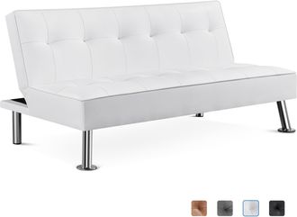 Yaheetech Couch Schlafsofa Klappbett Bettsofa Klappsofa G&auml;stebett R&uuml;ckenlehne neigbar 105&deg;/140&deg;/180&deg;, 166,5 x 94 x 40 cm, 350 KG belastbar, wei&szlig;