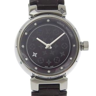 Louis Vuitton Montre Tambour Monogram Vernis en Acier Inoxydable Pre-owned - Femme - Pre-owned - Noir - Taille: ONE Size