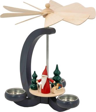 Seiffener Volkskunst | Pyramide im Bogendesign | Erzgebirge Volkskunst | Traditionelle Weihnachtspyramide | Handgefertigte Meisterkunst | Höhe 23 cm | Weihnachtswichtel
