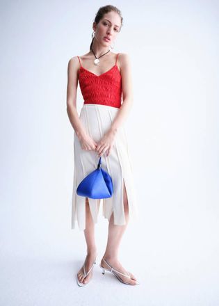 Mango Body en lyocell fronc&eacute;s rouge - Femme - S - MANGO