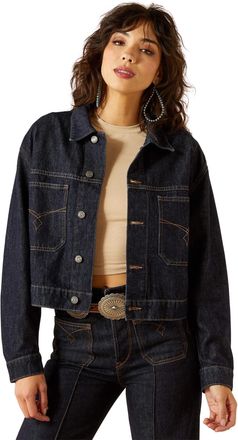 Ariat Womens Western Utility Denim Jacket Long Sleeve in Rinse, Size X-Large, by Ariat