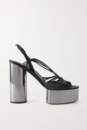 Ferragamo Sandales &Agrave; Plates-formes En Satin &Agrave; Finitions En Cuir Sabina - Net Sustain - Noir