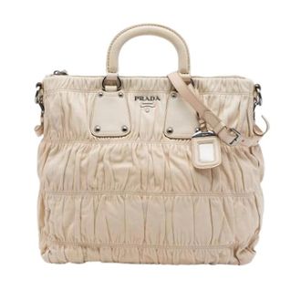 Prada Pre-owned Sac seau fronc&eacute; en cuir nappa - Femme - Pre-owned - Beige - Taille: ONE Size