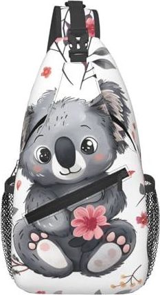 Generic Sacoche Homme Bandouliere Motif de fleur de koala de dessin anim&eacute; Casual Sling Sac &agrave; Bandouli&egrave;re R&eacute;glable Sac Poitrine pour &eacute;cole Randonn&eacute;e Femme