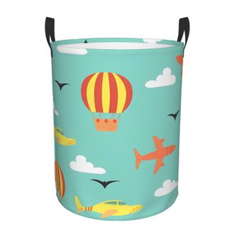 Generic Cartoon-Flugzeuge Ballon W&auml;schesammler Rund W&auml;schek&ouml;rbe Mit Henkel W&auml;scheeimer F&uuml;r W&auml;schesack Lagerung W&auml;schekammer