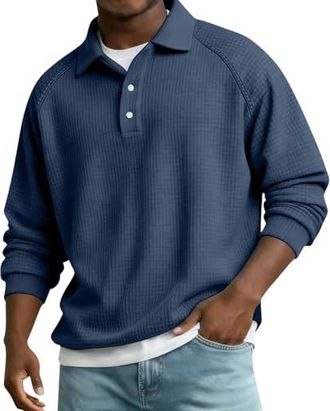 Generic Polo gaufr&eacute; pour homme - Coupe muscl&eacute;e - T-shirt de sport uni &agrave; manches courtes - Couleur unie - Polo de golf - T-shirt basique confortable et respira