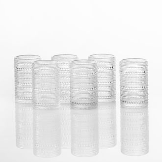 Fortessa Gl&auml;ser Set Jupiter (6er-Set) Gro&szlig;e Trinkgl&auml;ser im Vintage-Stil, Wassergl&auml;ser auch als Teelichthalter nutzbar, sp&uuml;lmaschinenfest, klar (Clear)
