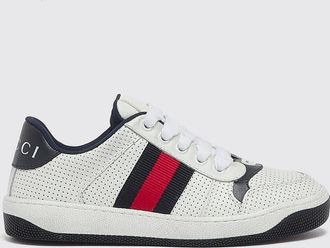 Gucci Leder-Sneaker f&uuml;r Jungen mit GG-Monogramm und Web-Streifen