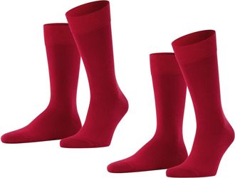 Falke Herren Socken Happy Double Pack M So Baumwolle einfarbig 2 Paar, Rot Scarlet 8228, 47-50