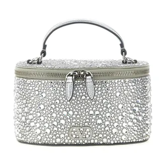 Valentino Garavani Crystal Embellished Vanity Case Handbag - - Bags - Damen - Grau - ONE SIZE