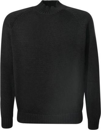 Zanone Homme, Pulls, Noir, Taille: M Lupo Rag Mock-neck Sweater