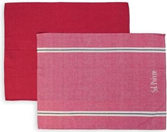 Soleil d'Ocre 712032 Dies und Pfeffer Viel von 2 Geschirrhandtuch Jacquard Baumwolle Rot 50 x 70 cm
