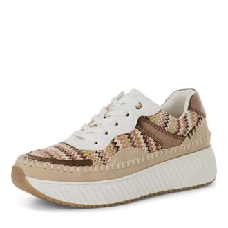 Marco Tozzi Damen Sneaker flach mit Schn&uuml;rsenkeln Chunky-Sohle, Beige (Cream Comb), 41 EU