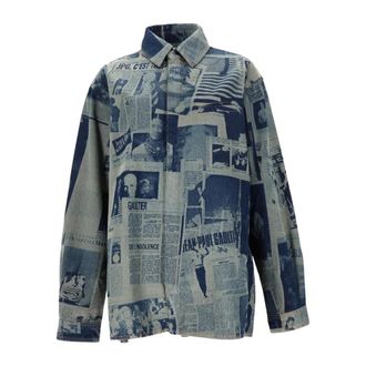 Jean Paul Gaultier Denimhemd mit Zeitungsdruck - - Blouses & Shirts - Damen - Blau - S