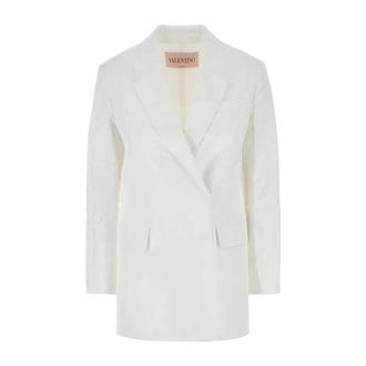 Valentino Garavani Femme, Vestes, Blanc, Taille: 34 FR Compact Poplin Blazer