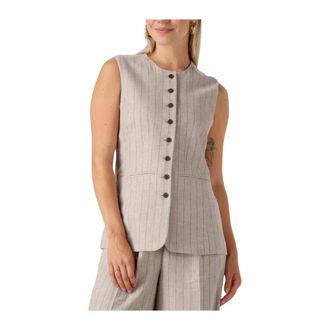 Selected Beige Leinen Langweste f&uuml;r den Sommer - - Jackets - Damen - Beige - S