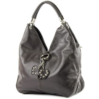 modamoda.de 330 Damen Nappaleder Schultertasche Henkeltasche gro&szlig; handmade in Italy, Farbe:Dunkelbraun Nappaleder