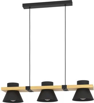 Eglo Neuwertig] Eglo H&auml;ngeleuchte Maccles In Schwarz Mit Holz H&auml;ngelampe Lampe Leuchte Spot Led B-Ware