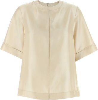 Loulou Studio Femme, Blouses et Chemises, Beige, Taille: 40 FR Havana Silk Twill Top