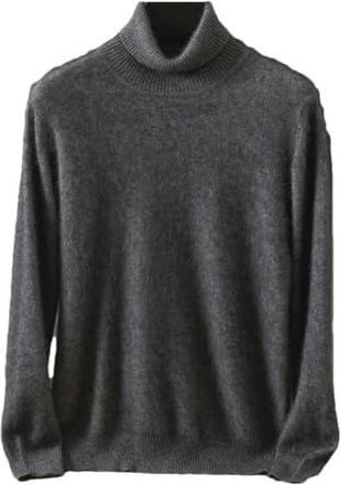 Generic Pull &agrave; col roul&eacute; pour homme 100 % cachemire de vison Grande taille Pull en tricot ample chaud, Gris fonc&eacute; 9., XL