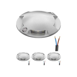 LEDs Com 4 St&uuml;ck LED Bodenleuchte, Wegmarkierung RUNDA f&uuml;r au&szlig;en, IP67, 4-flammig, aluminium, rund, 70mm &Oslash;, warmwei&szlig;