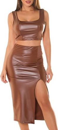 Koucla Brillant Nouvel An 2 pièces aspect cuir, marron, Taille unique