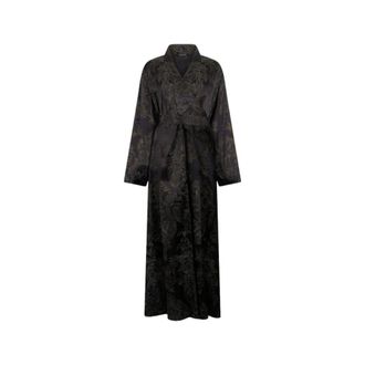 Roberto Cavalli Ornamentales Seidenkimono-Kleid - - Dresses - Damen - Schwarzk - S