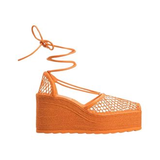 Bottega Veneta Femme, Chaussures, Orange, Taille: 36 EU Espadrilles &agrave; talon compens&eacute; &agrave; lacets