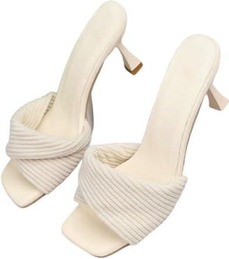 Generic YUJIEBB Sandales d&eacute;t&eacute; &agrave; talon haut &agrave; bout carr&eacute; pour femme Sandales dext&eacute;rieur confortables, beige, 35.5 EU
