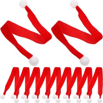 Valiclud Kleiner Weihnachtsschals 20 St&uuml;ck Stoff Weinflaschenschals und Puppenzubeh&ouml;r Rote Kleiner Schals f&uuml;r Weihnachtsdeko Selbstgemacht Bastelaccessoires f&uuml;