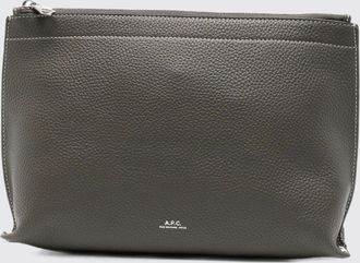A.P.C. A. P.C. Clutch aus geh&auml;mmertem Kalbsleder mit laminiertem Logo