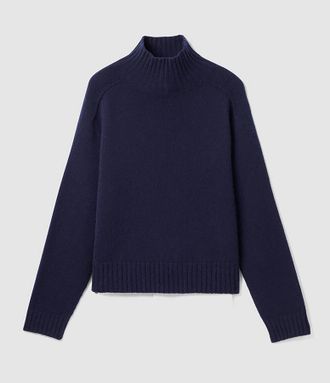 Eric Bompard Pull Col Montant Cachemire Marine