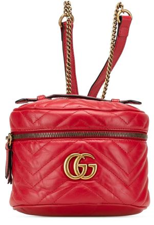 Gucci Rucks&auml;cke - GG Marmont Round Matelasse Leather Backpack - Gr. unisize - in Rot - f&uuml;r Damen