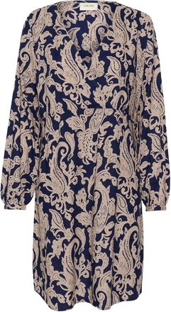Cream Femme, Robes, Brun, Taille: 46 FR Robe Bleue Paisley avec Col en V