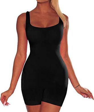 Generic Body galbant pour femme Short dentra&icirc;nement taille et ventre D&eacute;bardeur gainant pour tout le corps Salopette sans manches pour femme Short sport taille