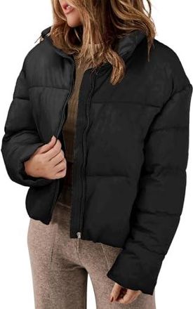 Generic Doudoune Femme Fourrure Doudoune Paragoose Femme Veste D Hiver à Col Montant Pour Courte à La Manteau Long Hiver Parka Chaude Black Xxl