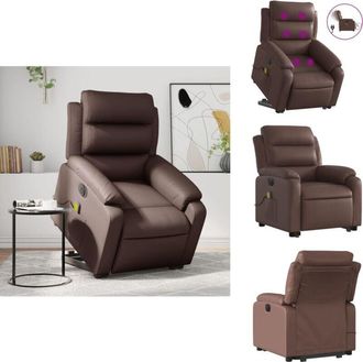 vidaXL Massagesessel mit Aufstehhilfe Elektrisch Braun Kunstleder - Massagesessel Mit Aufstehhilfe - Massagesessel - Relaxsessel - Sessel