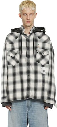 Miharayasuhiro Hoodie Combine Checkered Shirt