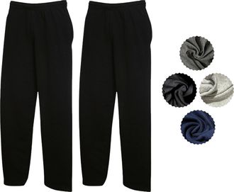 Fruit Of The Loom Herren 2er Jogginghose Set Classic Offen Leg Jog Pants M L XL XXL 3XL Verschiedene Farbsets & HLKauf-Block (2X Schwarz & 1x HLKauf-Block, 3XL)