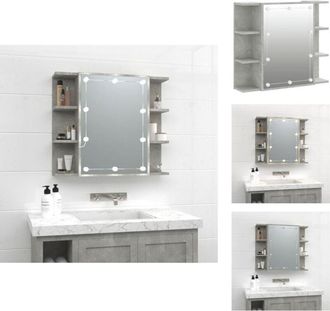 vidaXL Vidaxl - Spiegelschrank mit led Betongrau 70x16,5x60 cm - Spiegelschrank - LED-Spiegelschrank - Badezimmerm&ouml;bel - Betonlook - Grau