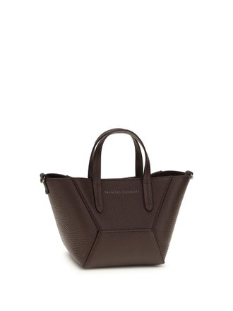 Brunello Cucinelli Womens Leather Handbag Burgundy Calf Bos Taurus Shoulder Bags