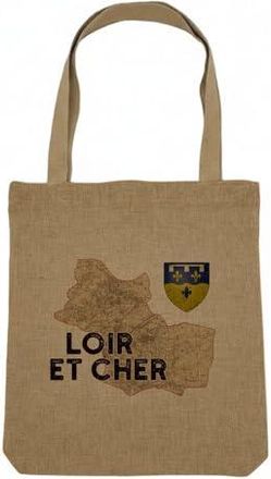 Fabulous Sac Shopping Tote Bag Aspect Lin - Loir et Cher 41 Departement Blois Carte Ancienne - Sac de Courses Toile Epaisse 360g Beige Naturel Cabas Port&eacute; Epau