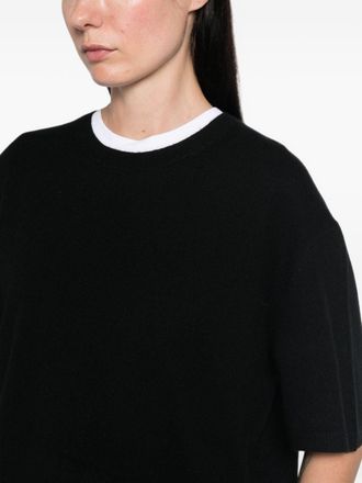 Soft Goat Fine Knit T-Shirt - Black